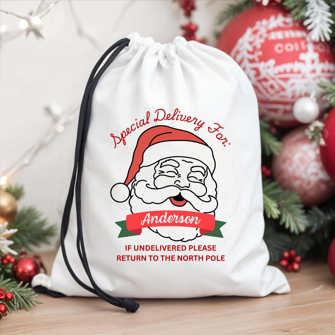 Custom Special Delivery Christmas Stocking Bag, With Custom Name ...