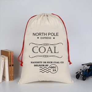 North Pole Express Christmas Coal Bag Santa Sack Lump of Coal Stocking ...
