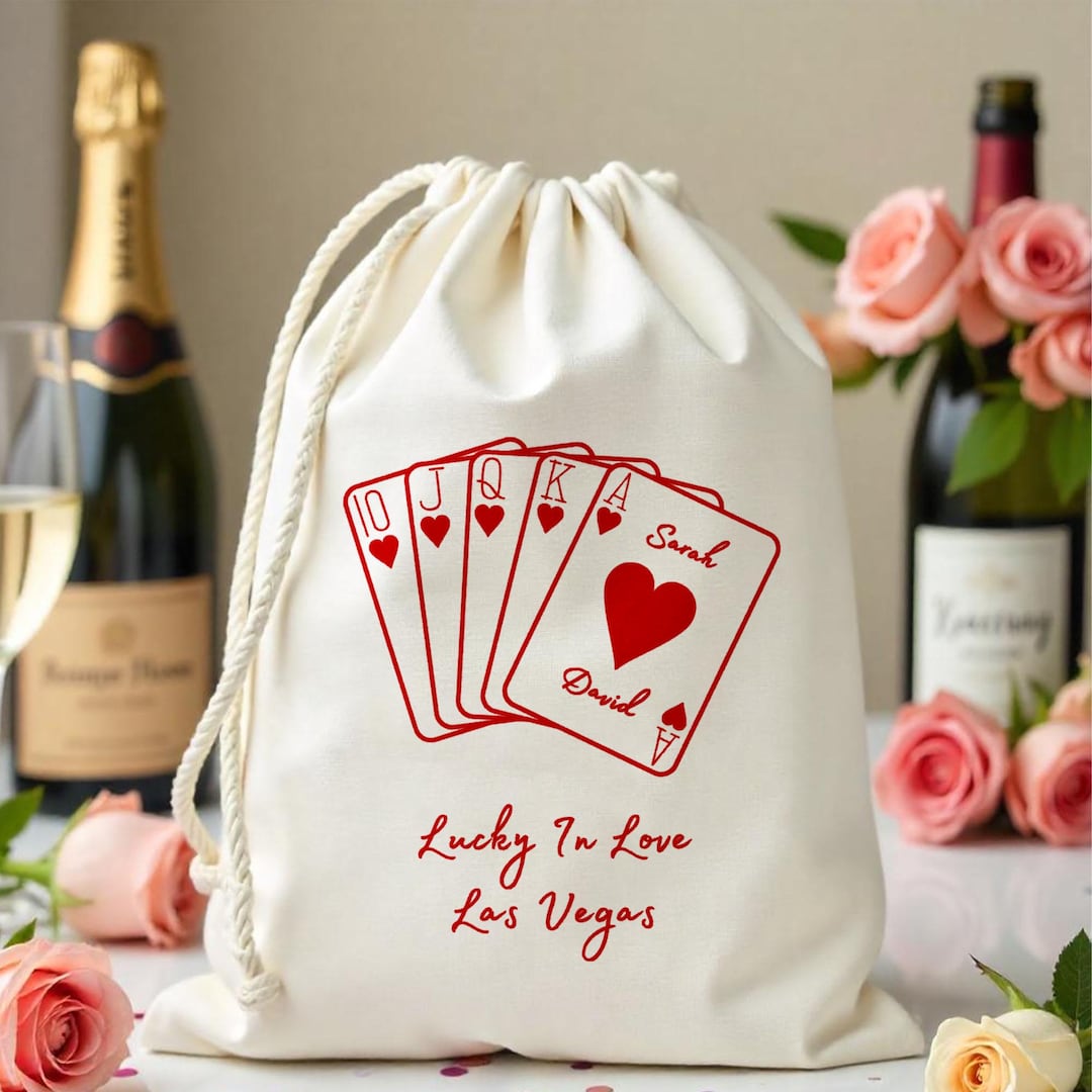 Custom Lucky in Love Las Vegas Bachelorette Party Favor Bags, Destination Wedding Welcome Bag ...