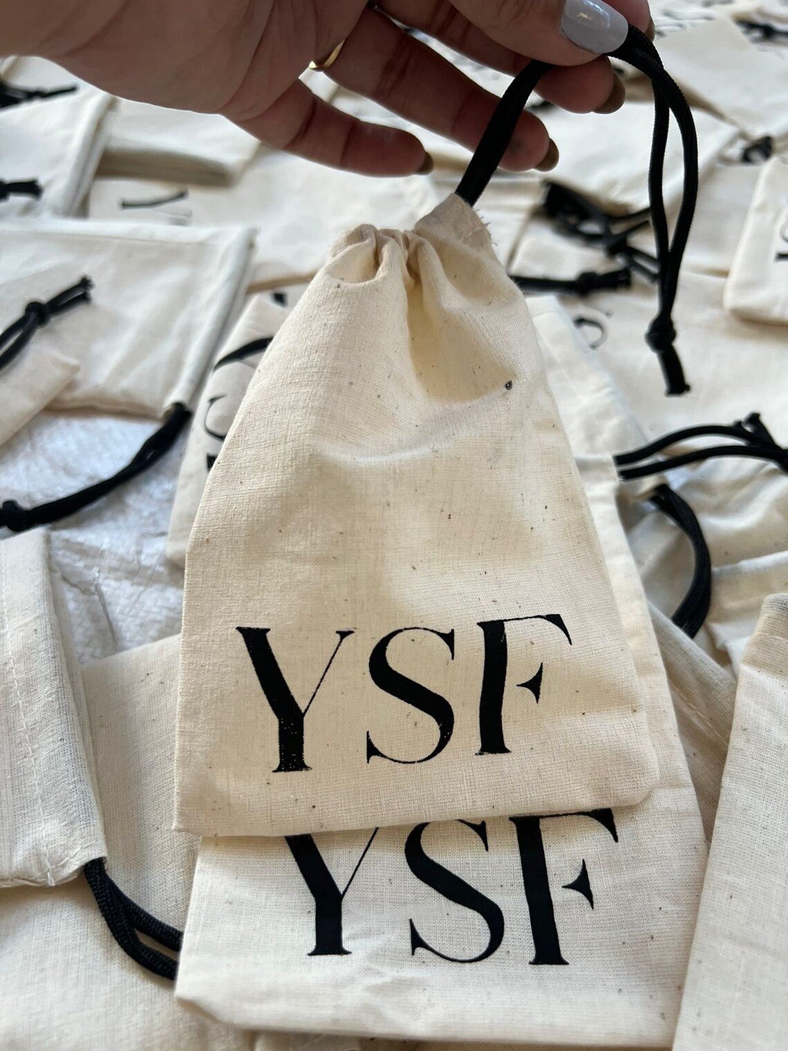 Set of 50 Custom Corporate Cotton Bags - Personalized Logo Print ...
