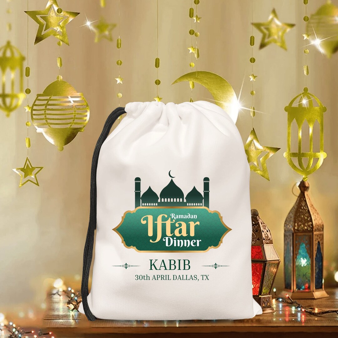 Personalized Iftar Dinner Eid Mubarak Ramdan Kareem Bag Eidi Favor Bags ...