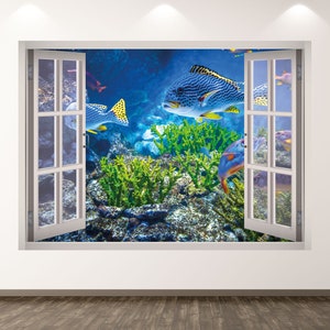 Aquarium Wall Decal Ocean Fish 3D Window Wall Art Sticker - Etsy