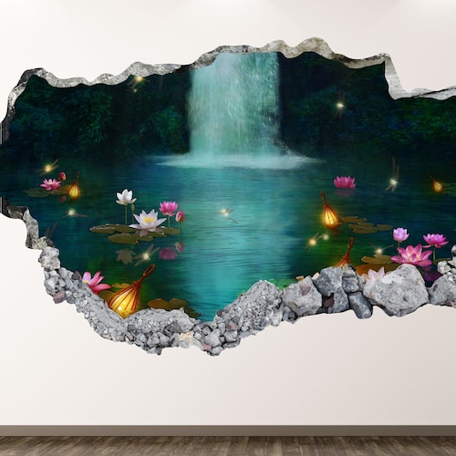 Waterfall Wall Decal Landscape 3D Smashed Wall Art Sticker - Etsy
