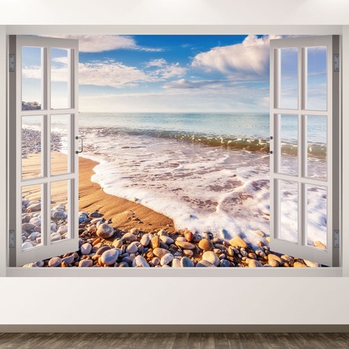 Summer Beach Wall Decal Ocean 3D Window Wall Art Sticker - Etsy