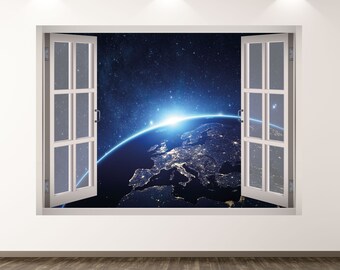 Earth Wall Decal Space 3D Window Wall Art Sticker Kids Decor - Etsy