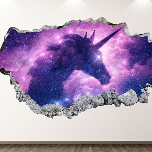 Unicorn Wall Decal Fantasy 3D Window Wall Art Sticker Kids | Etsy