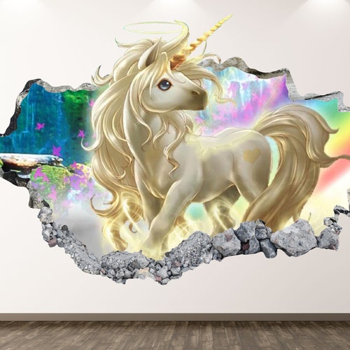 Unicorn Wall Decal Fantasy 3D Window Wall Art Sticker Kids - Etsy