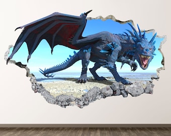 Dragon Wall Decal Smashed 3D Graphic Dragons Fantasy Creature Wall ...
