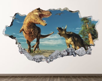 Dinosaur Wall Decal T-rex 3D Smashed Wall Art Sticker Kids | Etsy