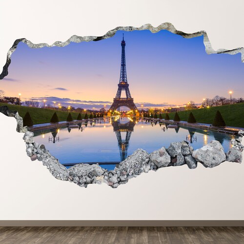 Paris Wall Decal Paris Skyline Wall Sticker Eiffel Tower - Etsy