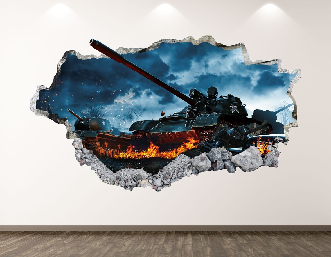 War Tank Wall Decal Soldier Army 3D Smashed Wall Art Sticker - Etsy
