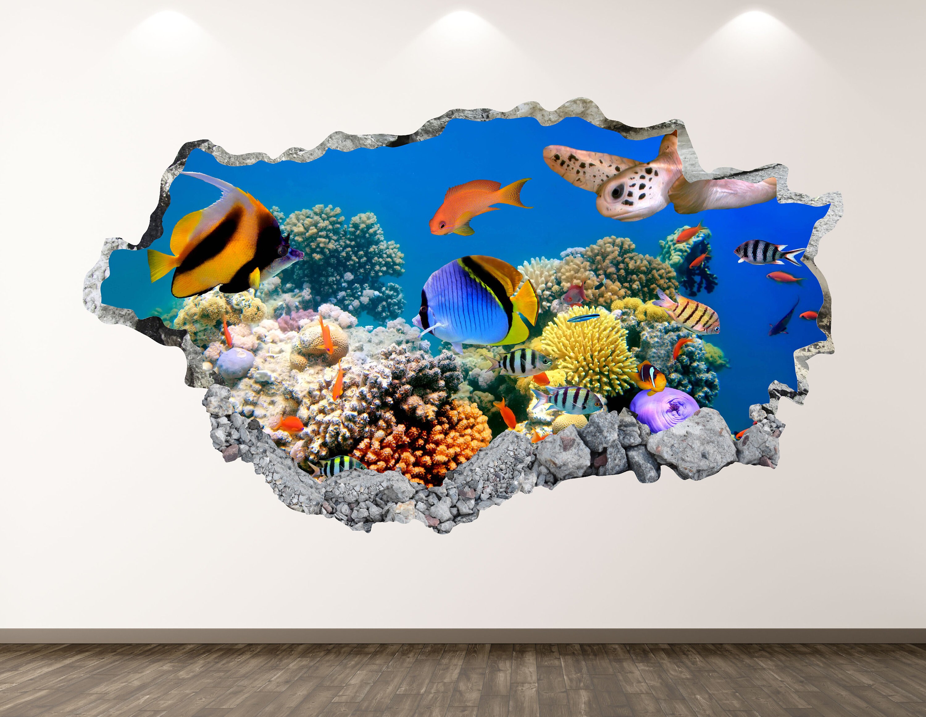 Ocean Wall Decal Animal Aquarium 3D Smashed Wall Art Sticker | Etsy