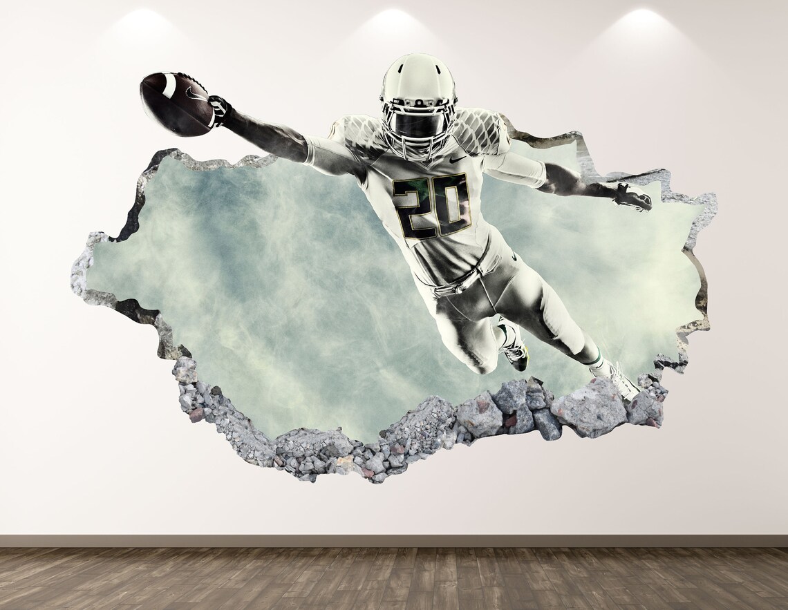 Football Wall Decal American Sport 3D Smashed Wall Art | Etsy