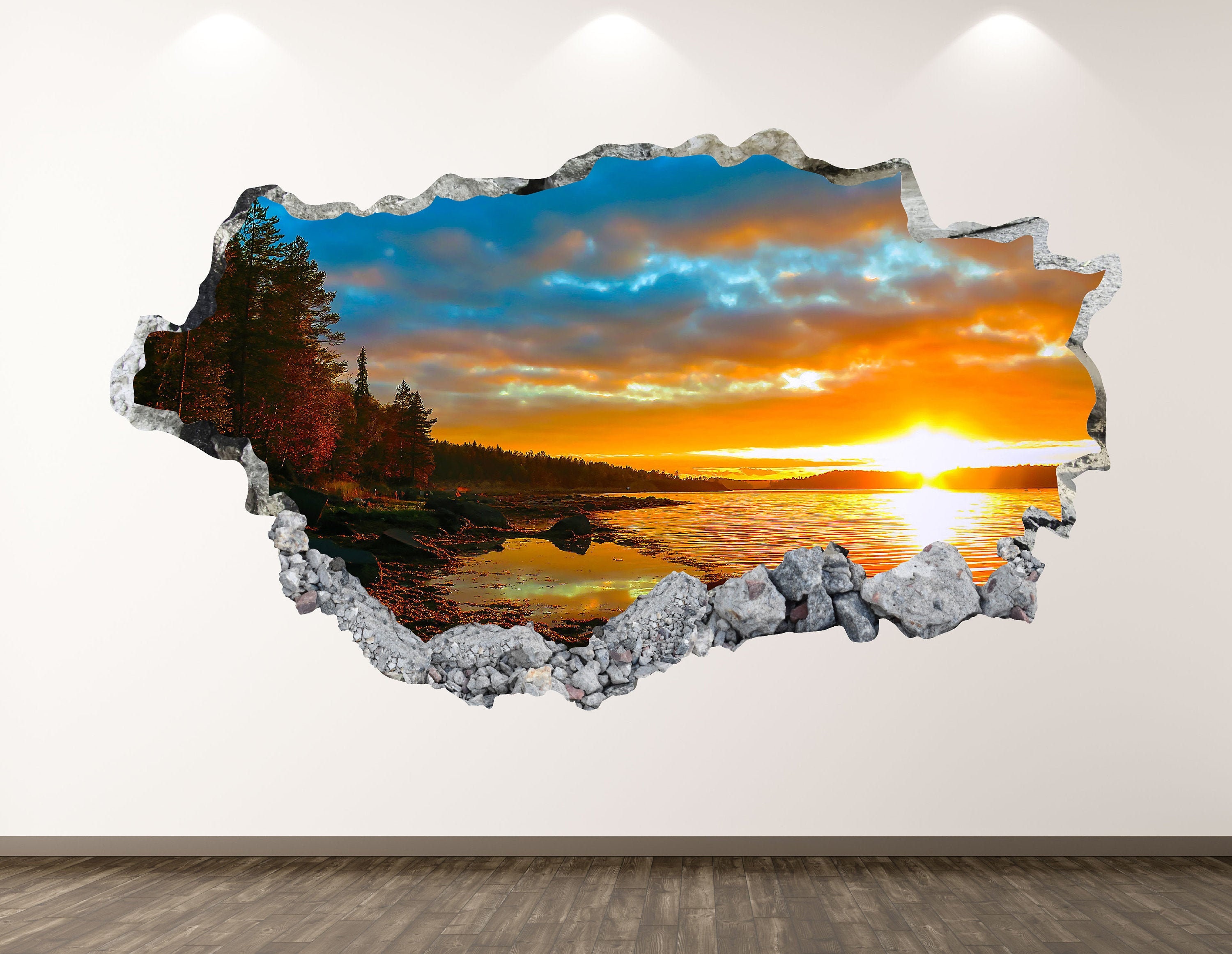 Sunrise Wall Decal Beach 3D Smashed Wall Art Sticker Kids - Etsy