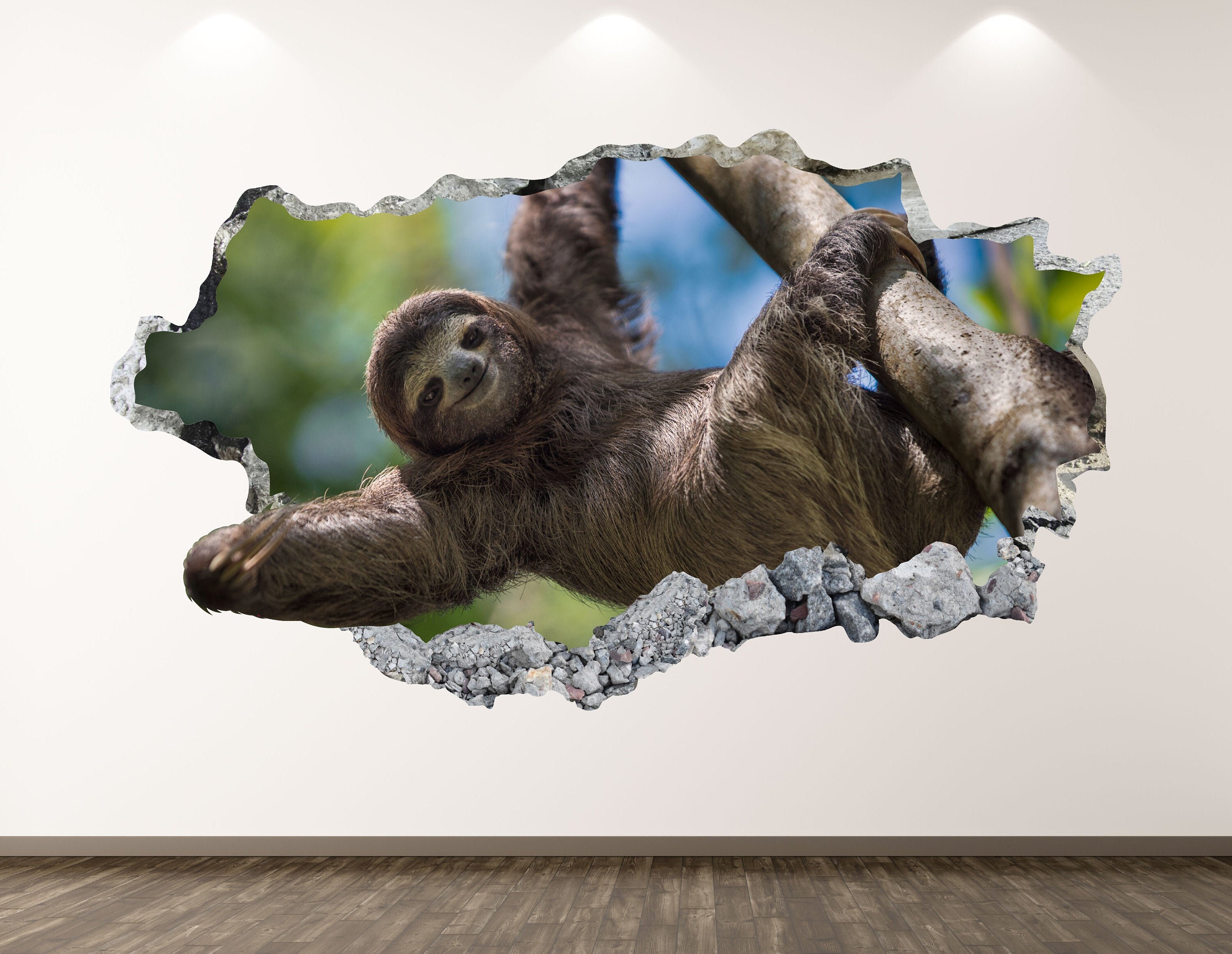 Sloth Wall Decal Forest Animal 3D Smashed Wall Art Sticker | Etsy