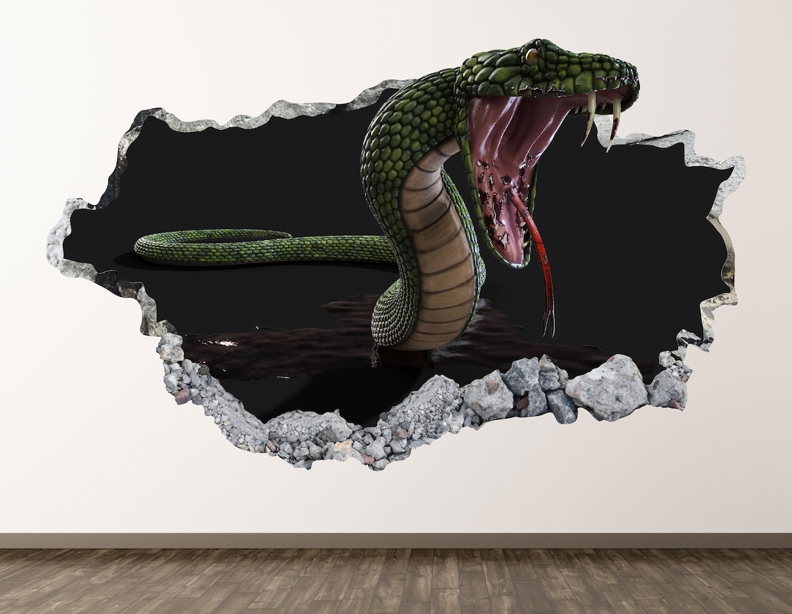 Cobra Snake Wall Decal Animal 3D Smashed Wall Art Sticker - Etsy