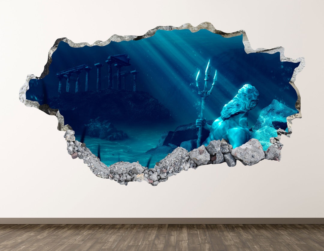 Atlantis Wall Decal - Lost Ocean City 3D Smashed Wall Art Sticker Kids ...