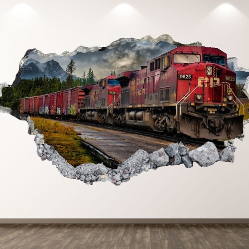 Old Train Wall Decal Locomotive 3D Smashed Wall Art Sticker - Etsy