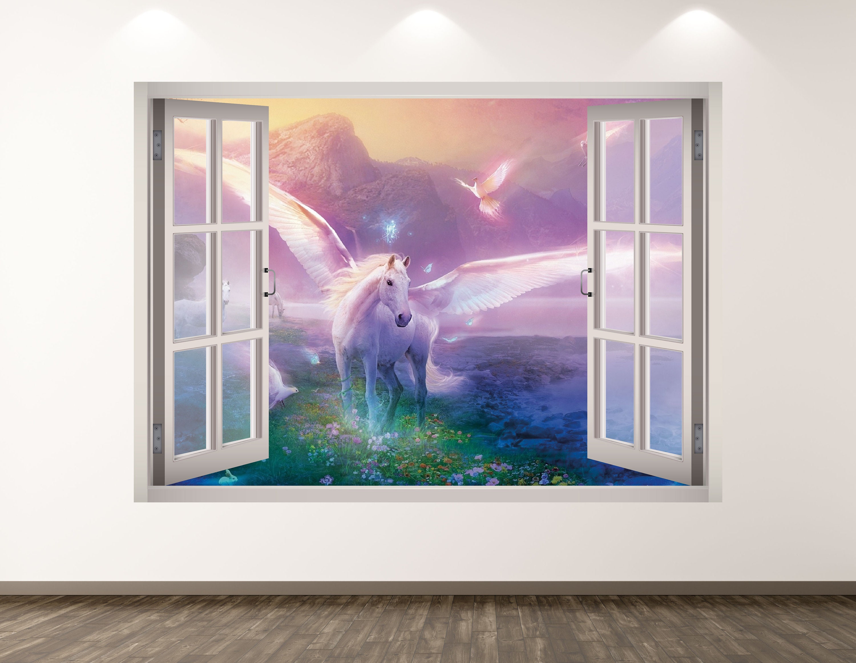 Unicorn Wall Decal Fantasy 3D Window Wall Art Sticker Kids - Etsy