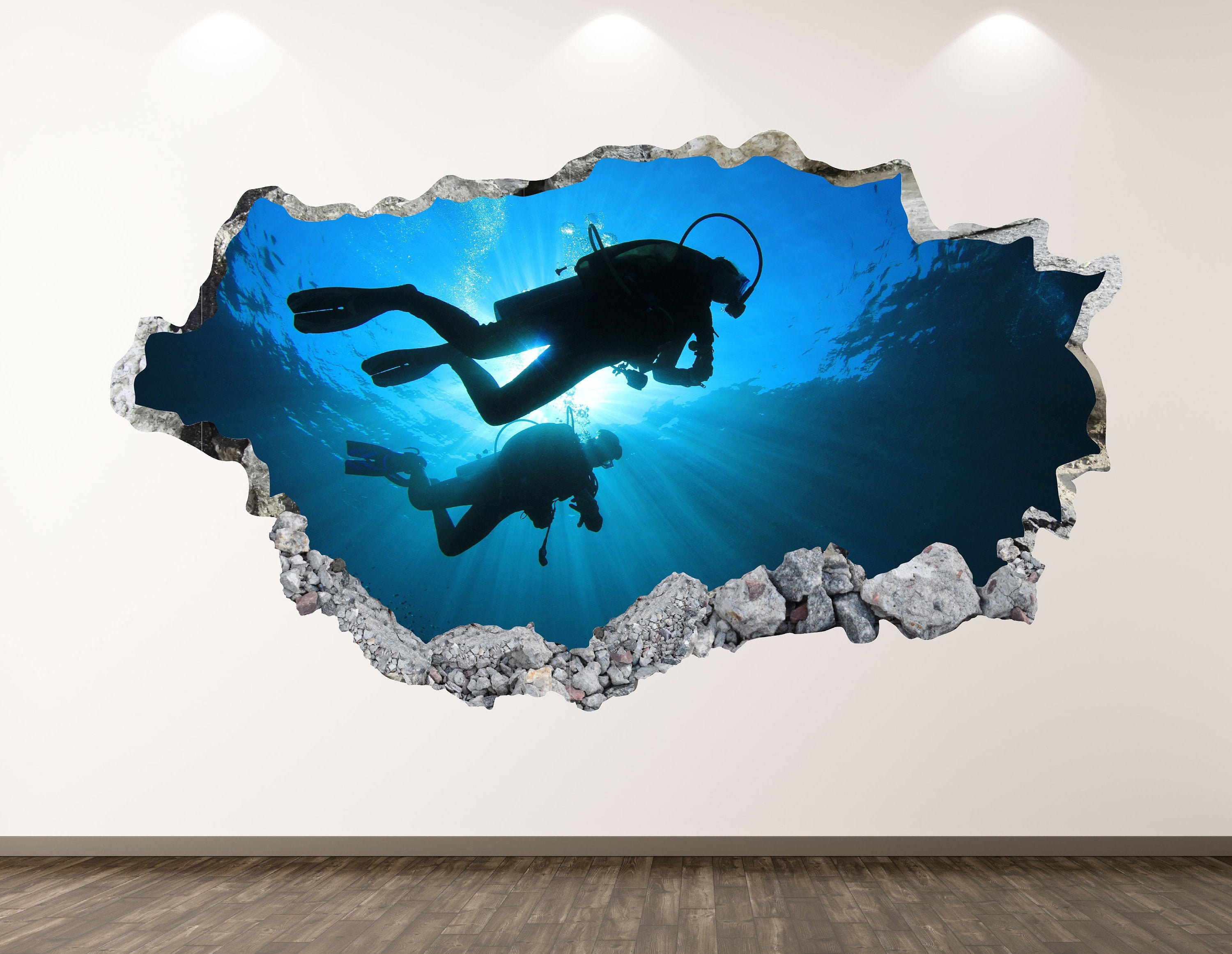 Scuba Diving Wall Decal Sports 3D Smashed Wall Art Sticker - Etsy
