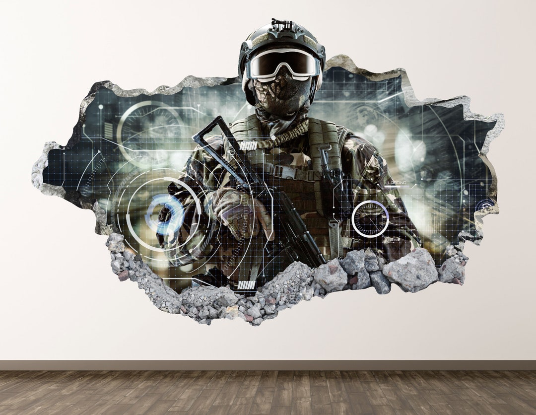 Specials Operations Soldier Wall Decal - Swat Team Force 3D Smashed ...