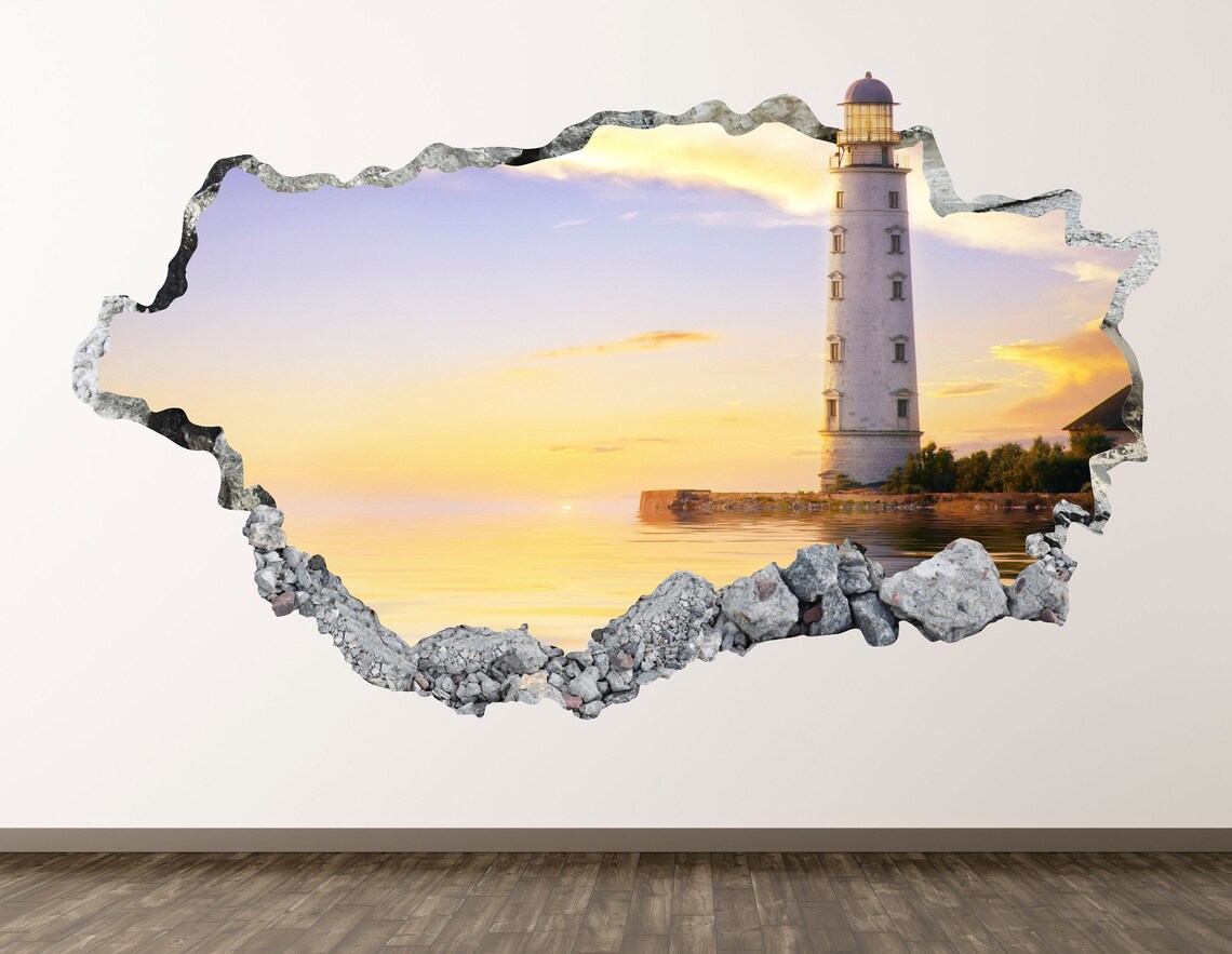 Nautical Lighthouse Wall Decal Ocean 3D Smashed Wall Art - Etsy
