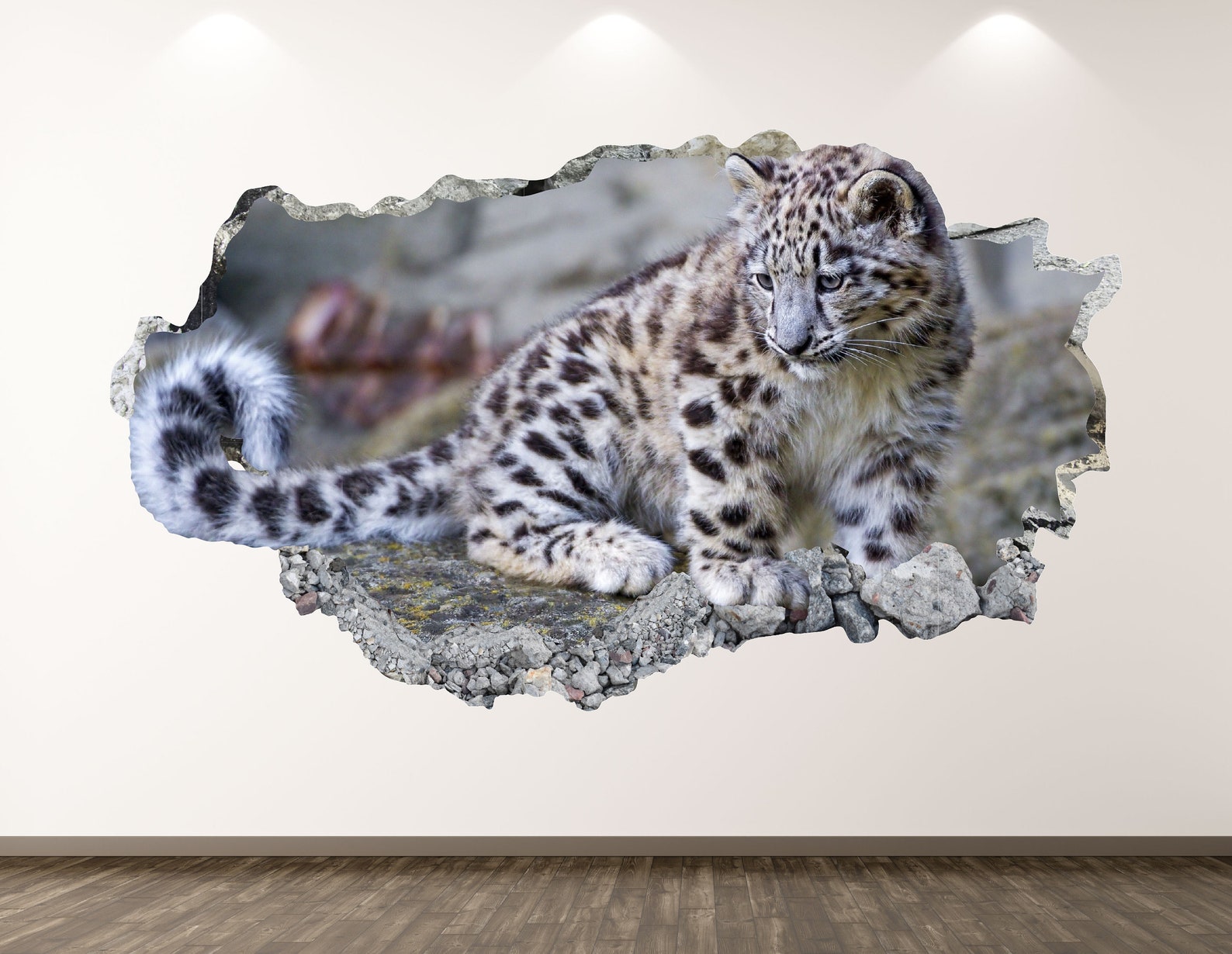 Baby Leopard Wall Decal Animal 3D Smashed Wall Art Sticker Kids Room ...