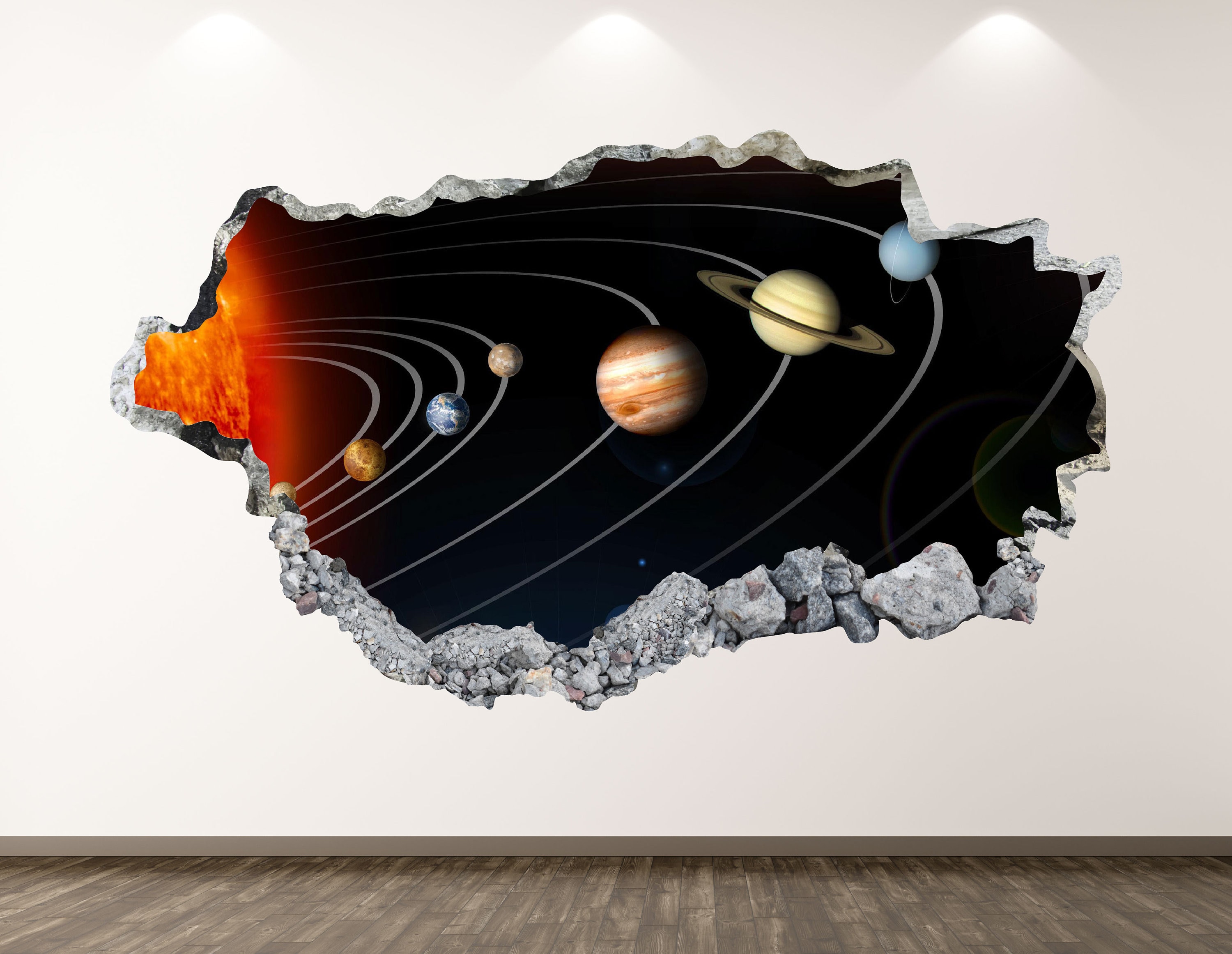 Solar System Wall Decal Planets Space 3D Smashed Wall Art - Etsy