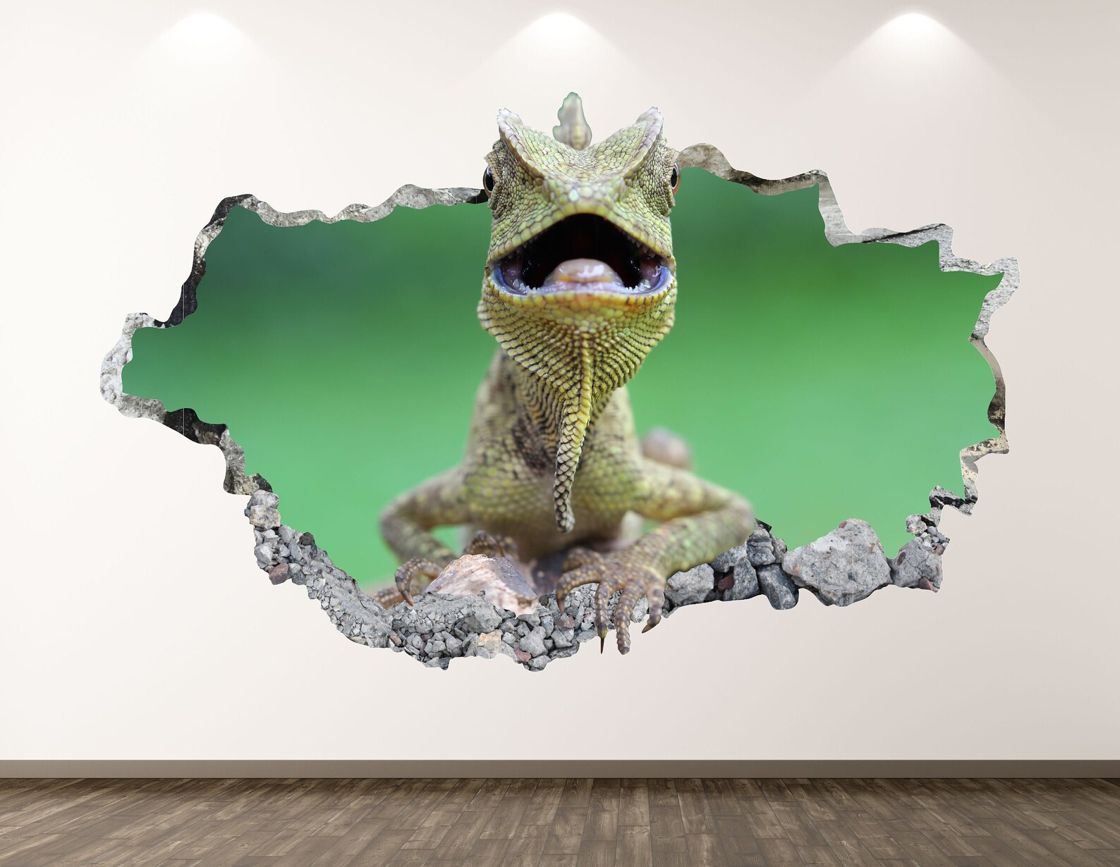 Lizard Wall Decal - Rainforest 3D Smashed Wall Art Sticker Kids Room ...