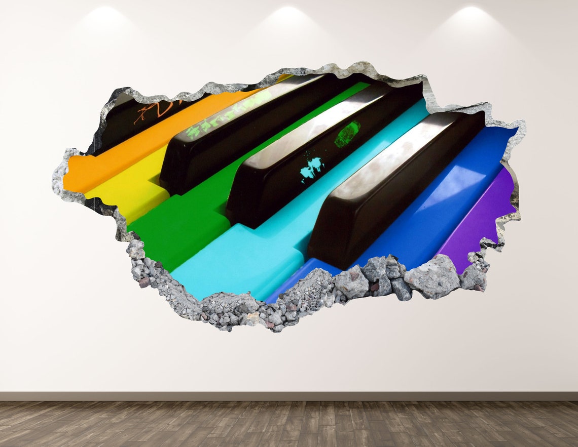 Piano Keys Wall Decal Music Colorful 3D Smashed Wall Art - Etsy