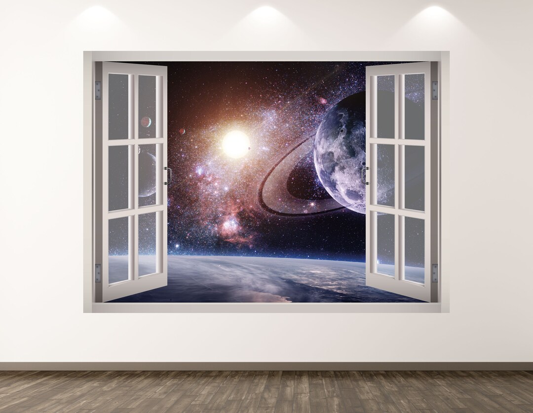 Space Wall Decal - Planets 3D Window Wall Art Sticker Kids Decor Vinyl ...