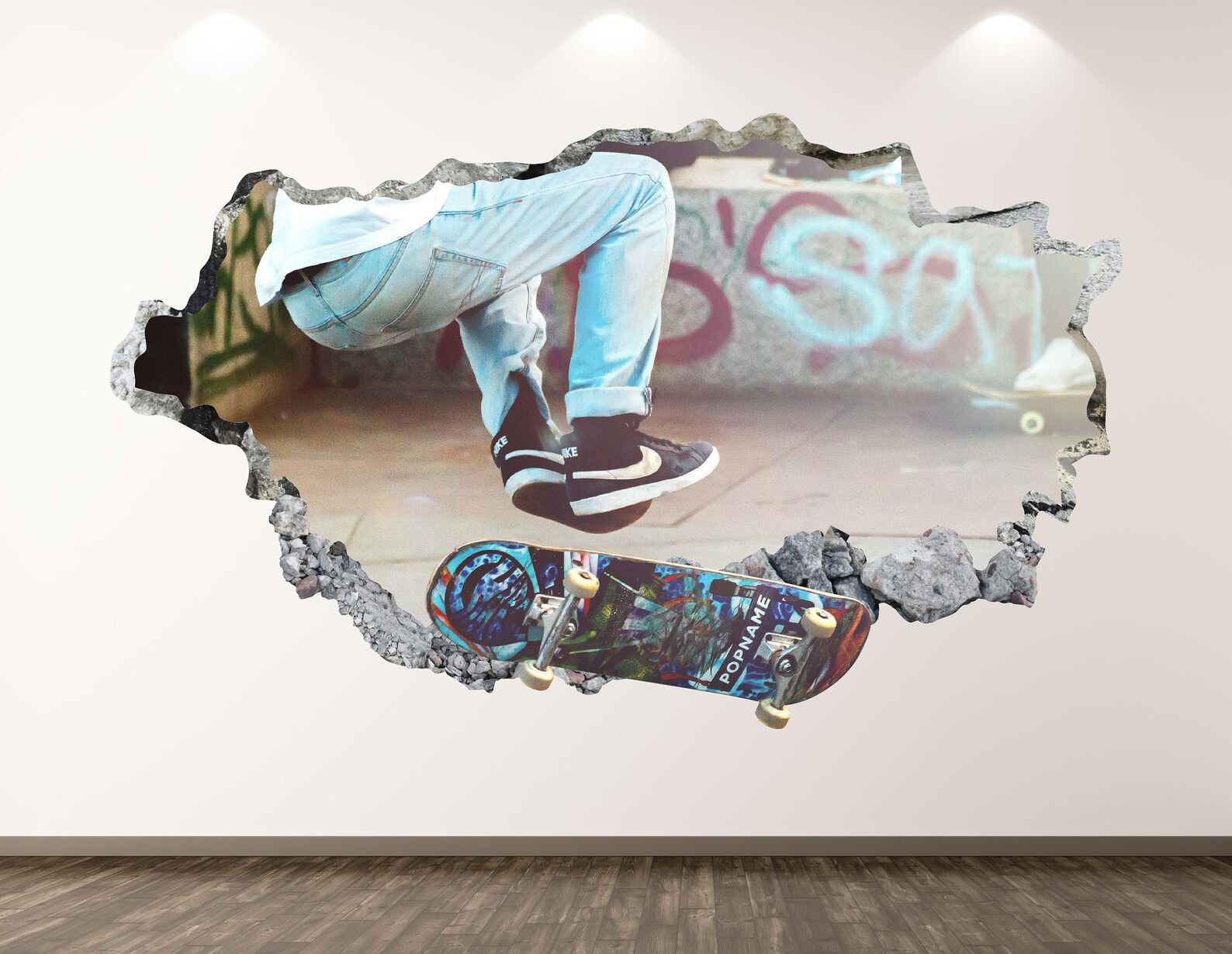 Skater Wall Decal Skating Sport 3D Smashed Wall Art Sticker - Etsy