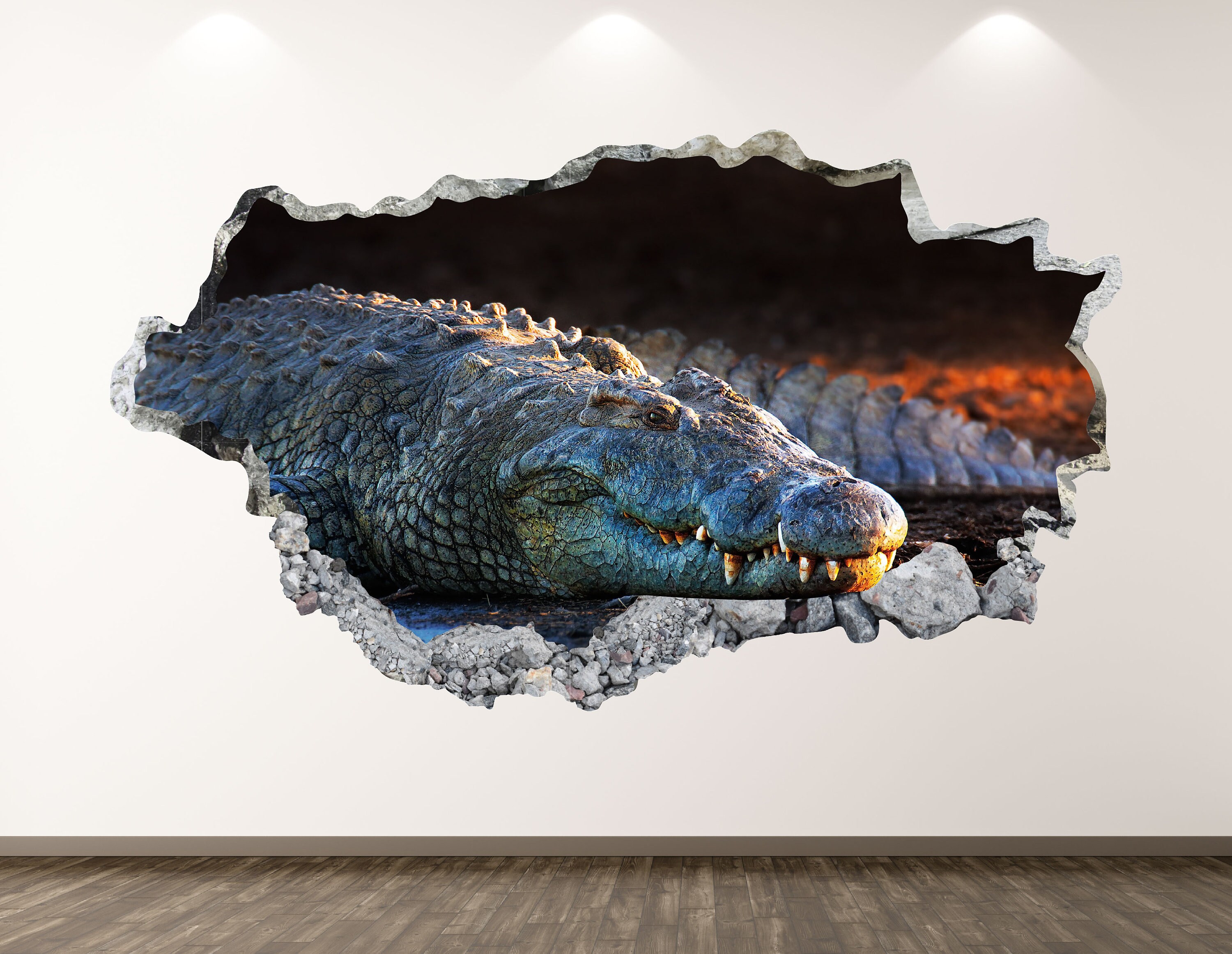 Crocodile Wall Decal Animal 3D Smashed Wall Art Sticker Kids - Etsy