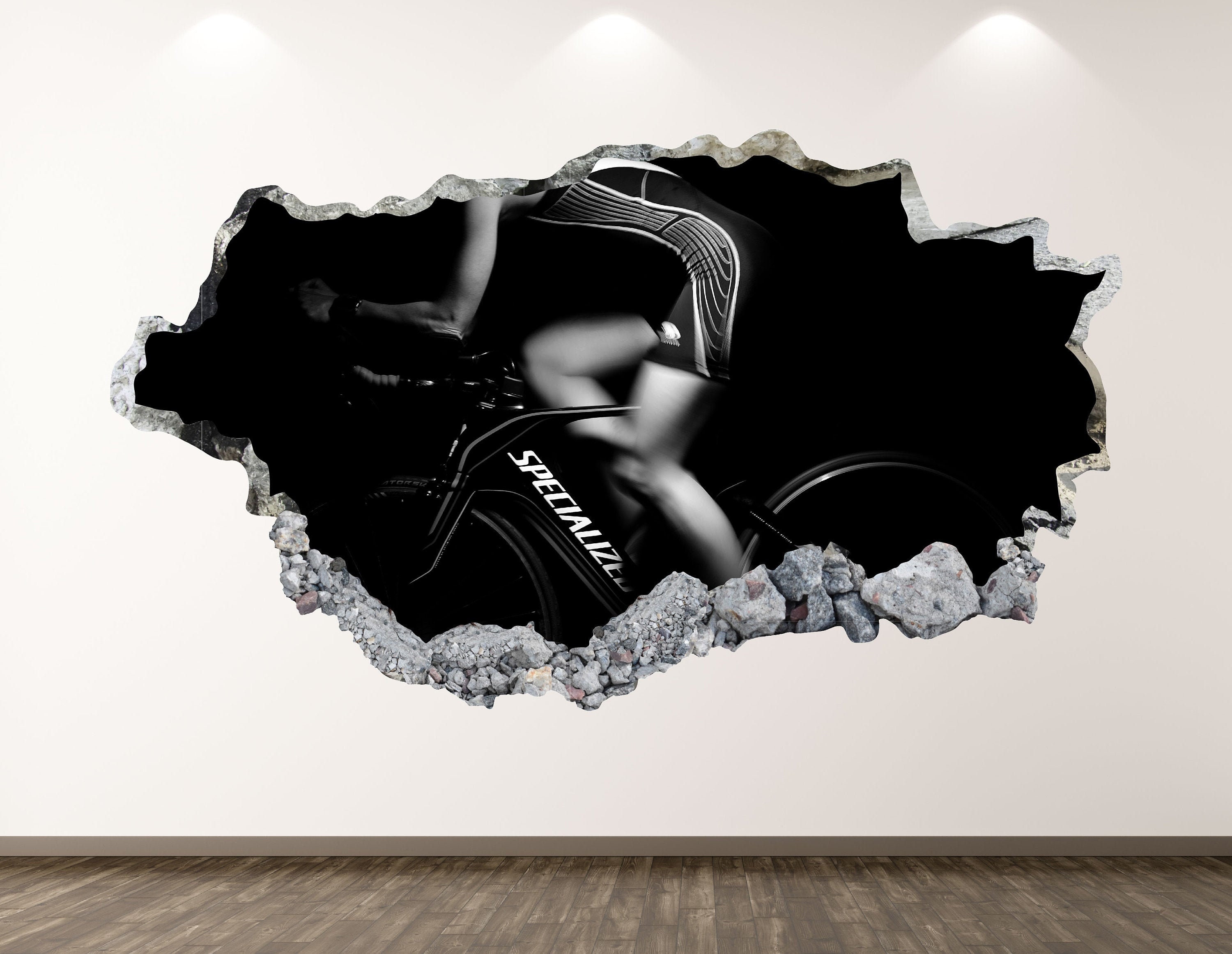 Spinning Wall Decal Gym 3D Smashed Wall Art Sticker Kids - Etsy