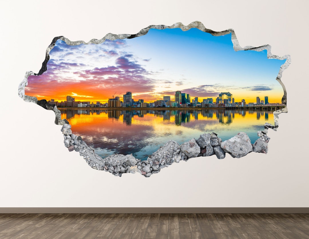 Osaka City Wall Decal - Japan 3D Smashed Wall Art Sticker Kids Room ...