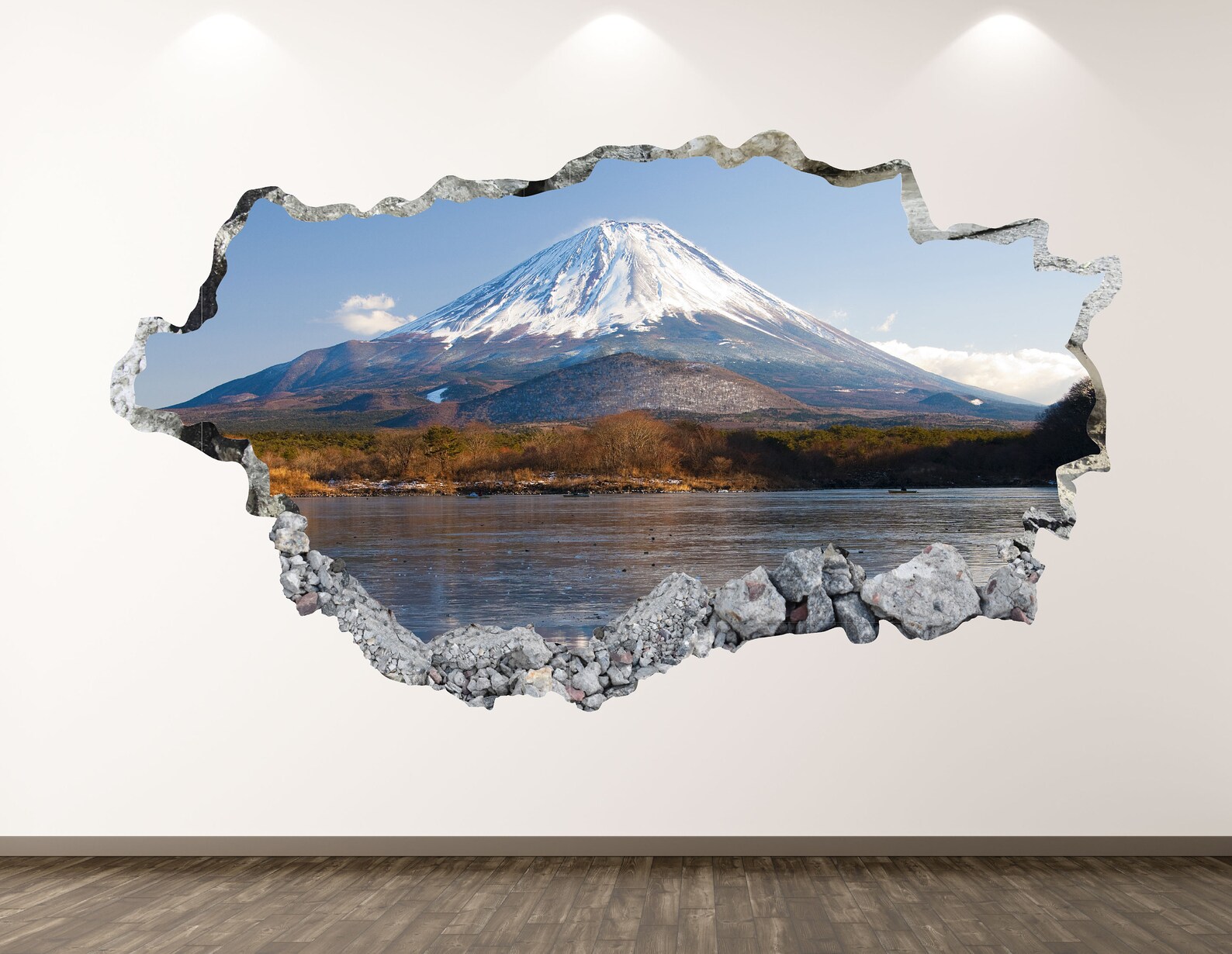 Mount Fuji Wall Decal Japan Volcano 3D Smashed Wall Art - Etsy