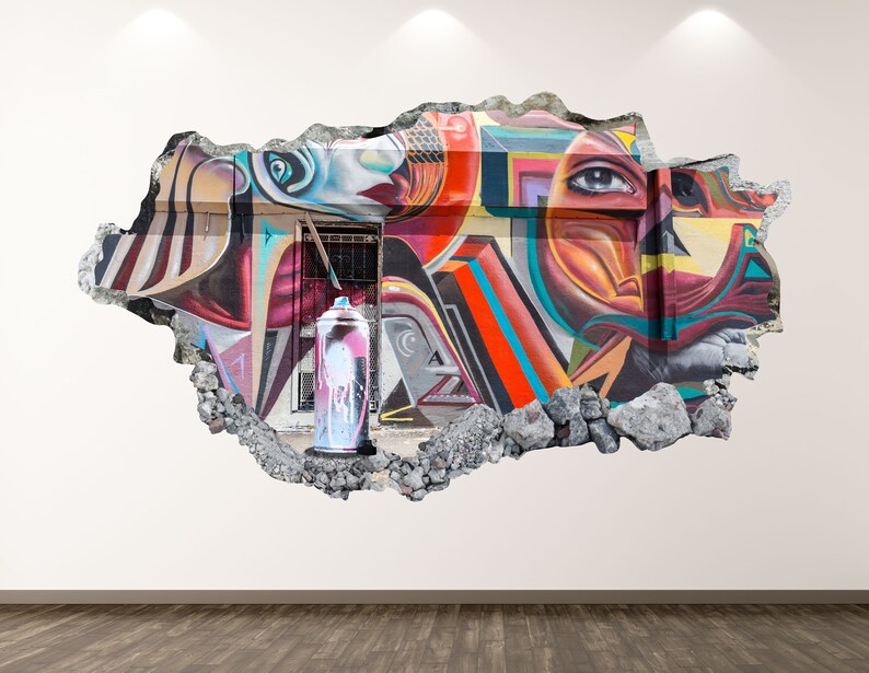 Graffiti Wall Decal Street Art 3D Smashed Wall Art Sticker | Etsy