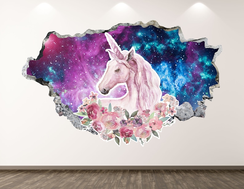 Unicorn Wall Decal Magic 3D Smashed Wall Art Sticker Kids | Etsy