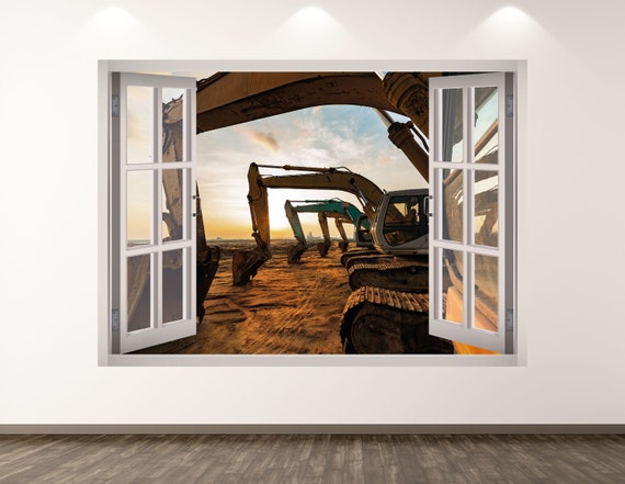 Digger Wall Decal Construction 3D Window Wall Art Sticker - Etsy