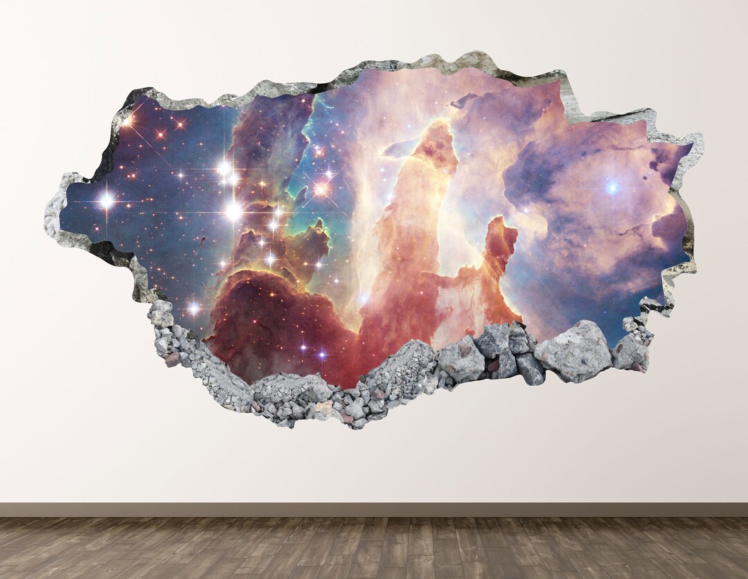 Nebula Galaxy Wall Decal - Space 3D Smashed Wall Art Sticker Kids Decor ...