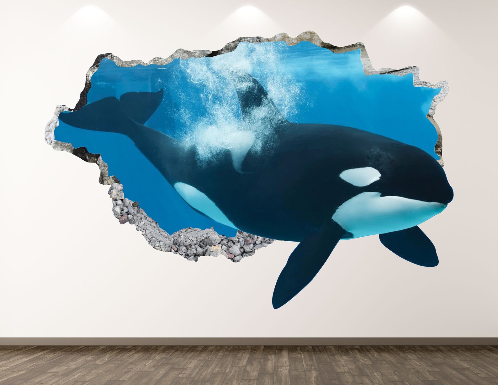 Orca Wall Decal Ocean Animal 3D Smashed Wall Art Sticker - Etsy