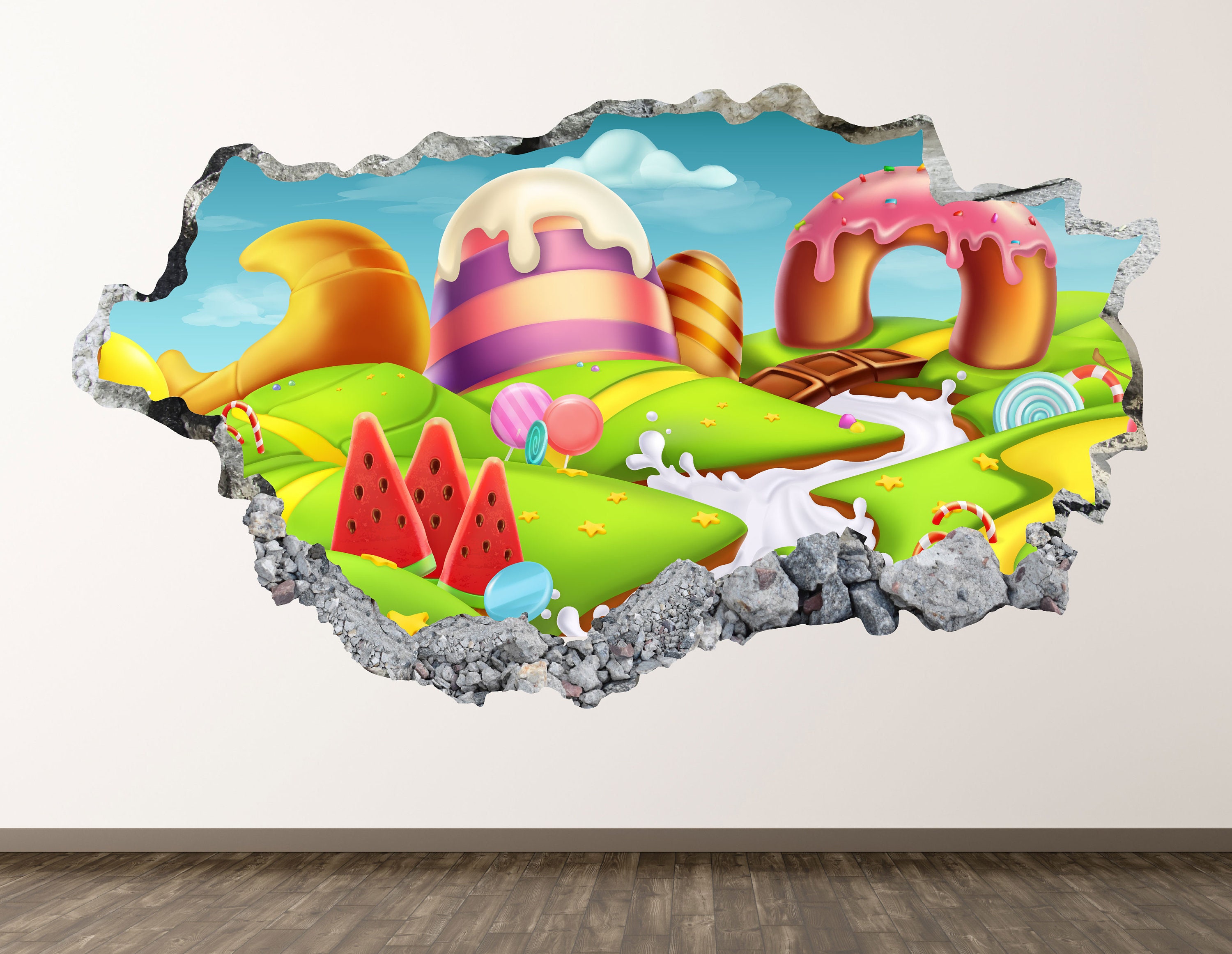 Candy Land Wall Decal Fantasy 3D Smashed Wall Art Sticker - Etsy UK