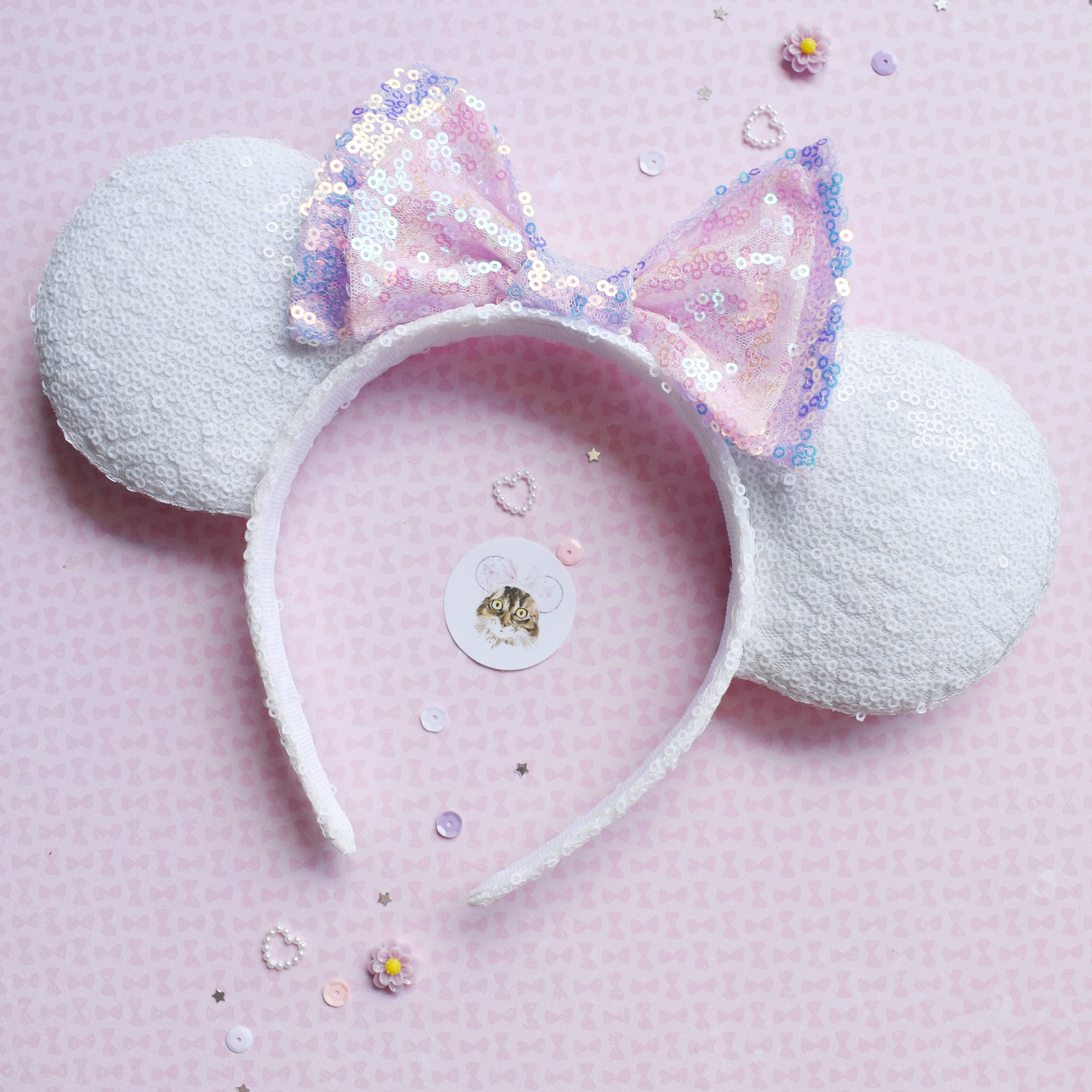 Daisy Duck Inspired White Sequin Mouse Ears Headband | Etsy