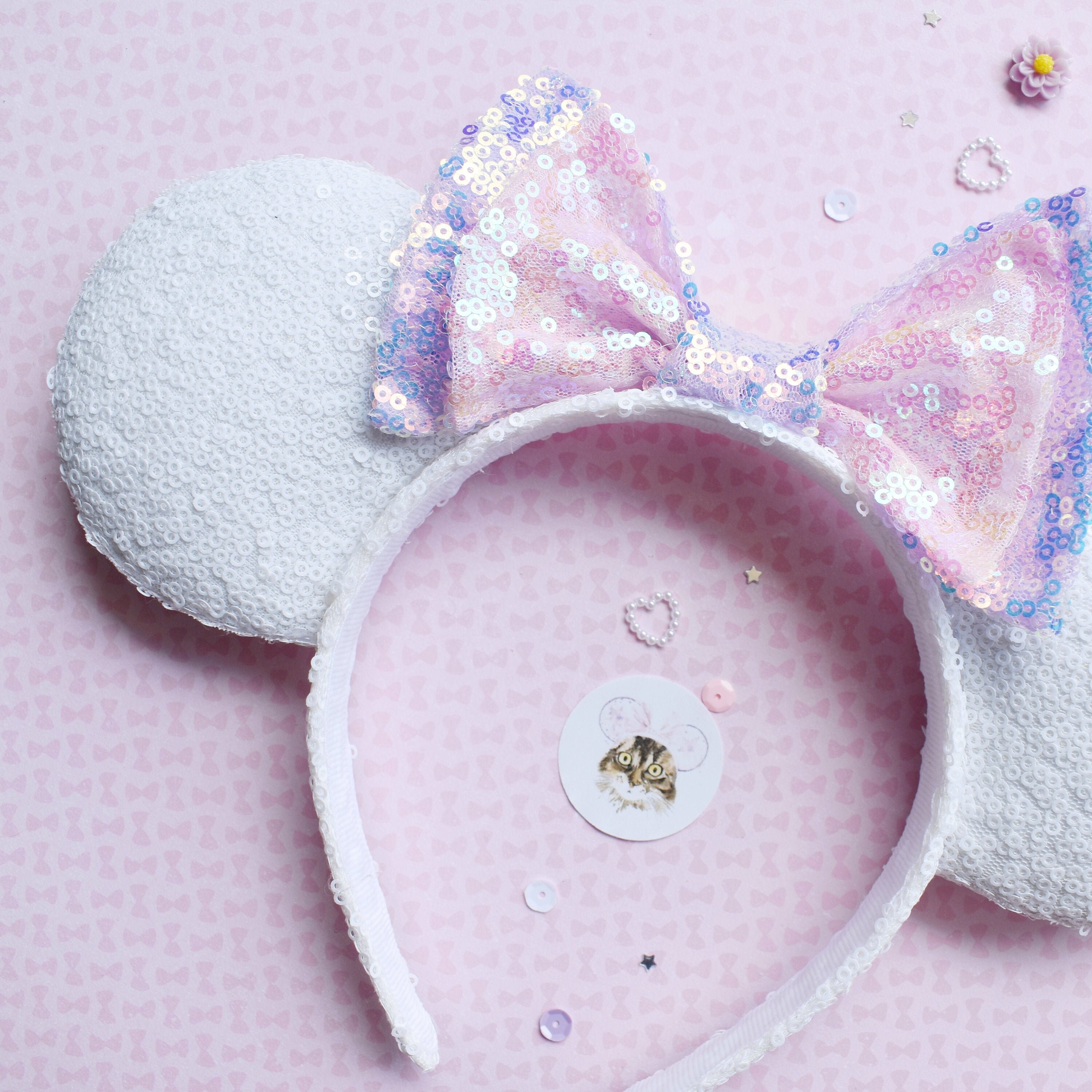 Daisy Duck Inspired White Sequin Mouse Ears Headband | Etsy