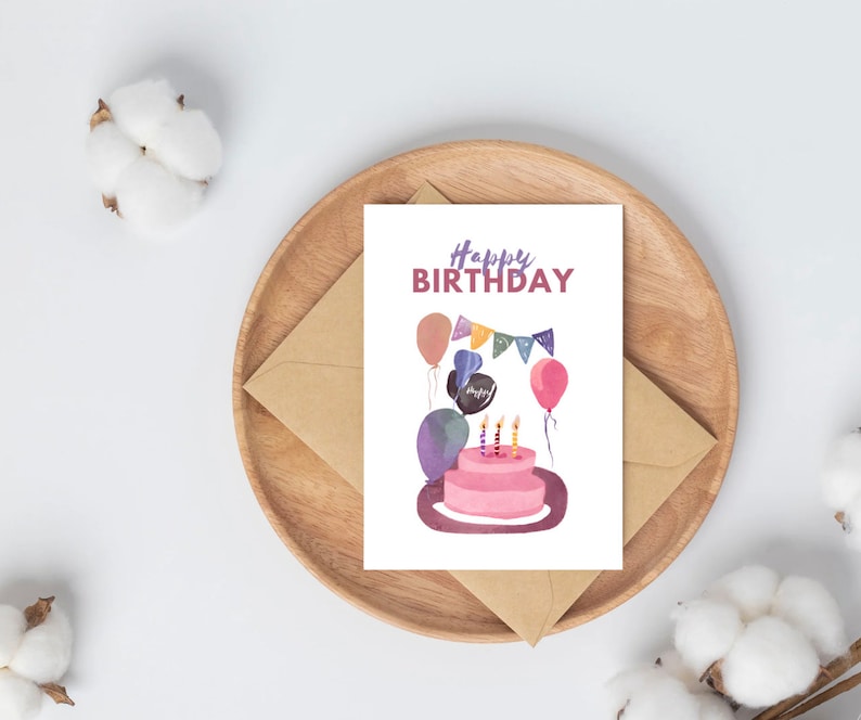 Birthday Card for Instant Download 5x7", Printable Bday Card, Digital ...