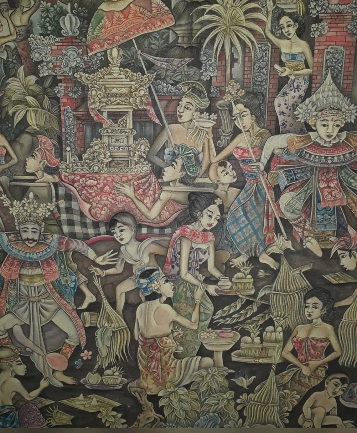Balinese Tradional Painting Illustrated of the Gods Offering and ...