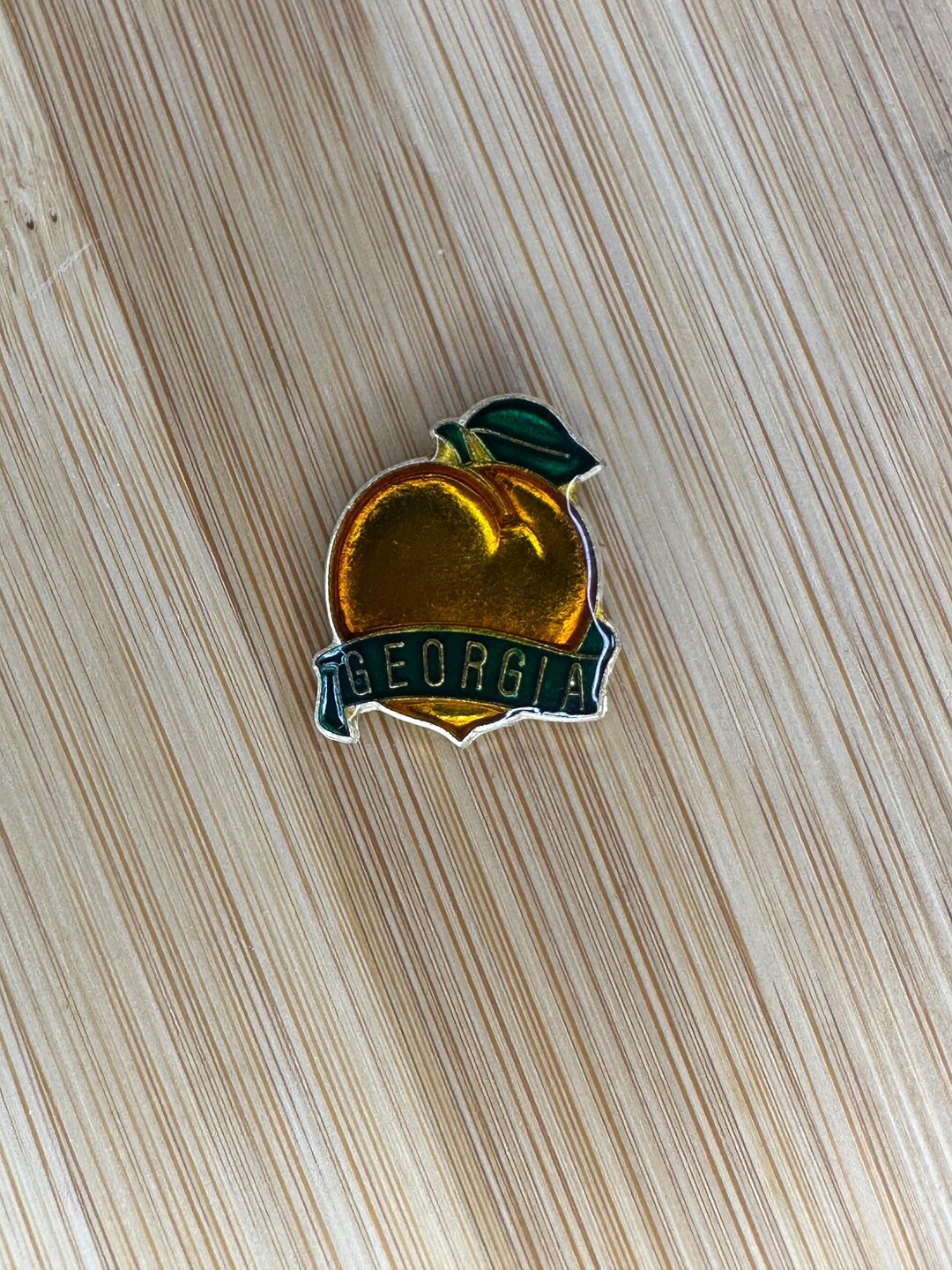 Vintage Georgia Peach Pin - Large Peach With Georgia Text - Etsy
