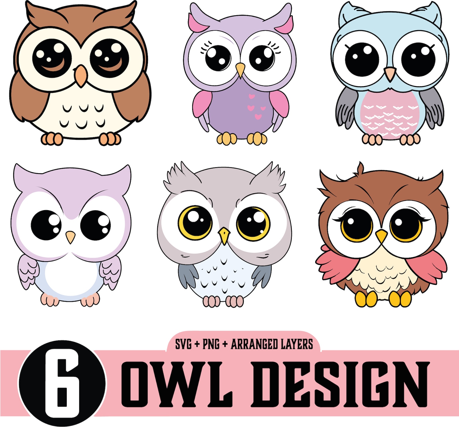 6 Owl Svg Bundle, Birds Svg, Owl Cut File, Owl Svg Design, Owl Clipart ...