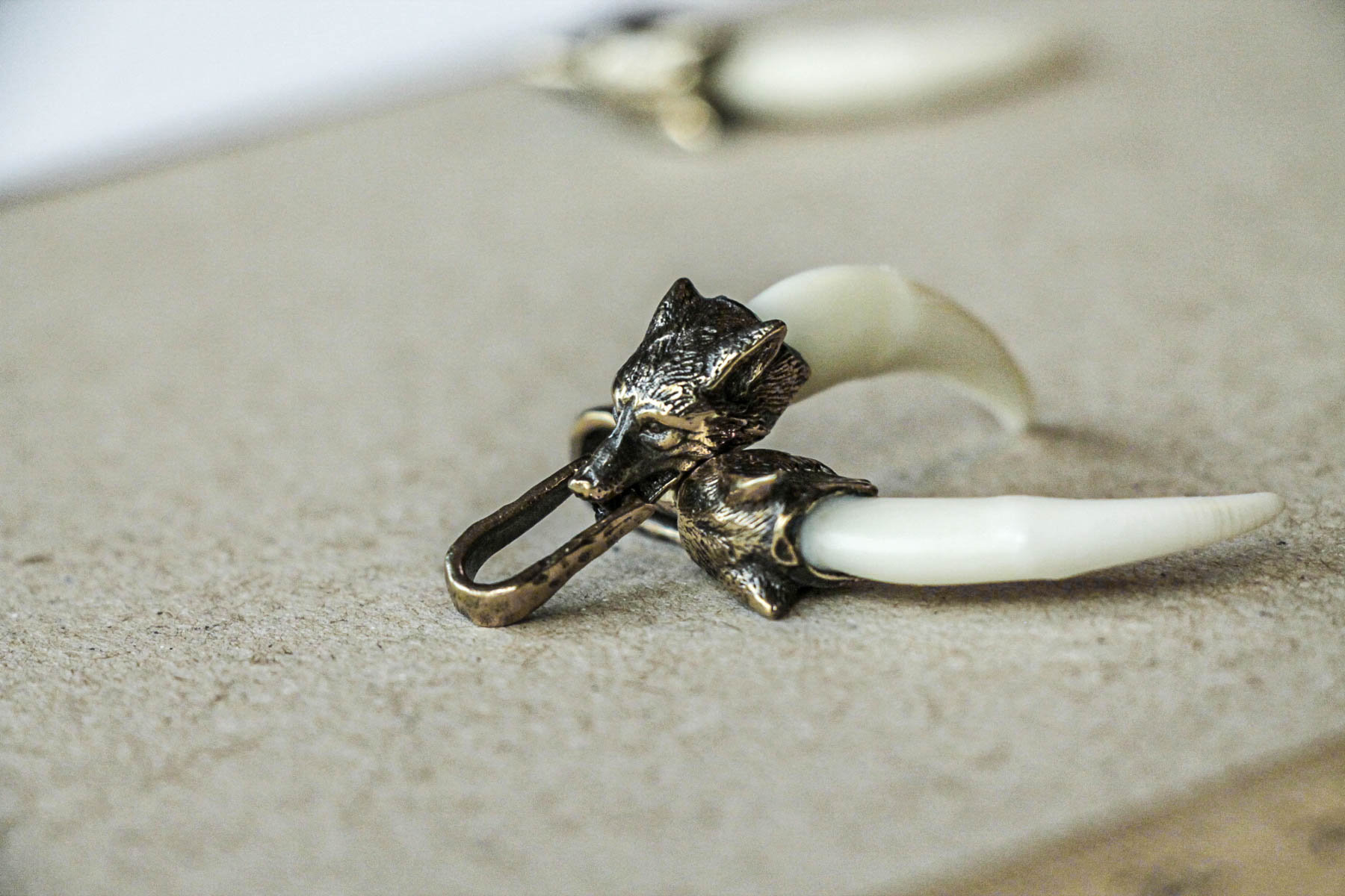 Fang of the Fox with bronze head .Pendant Fox tooth. Bone | Etsy