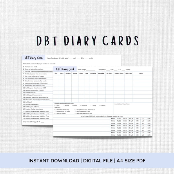 Dbt Diary Card - Etsy